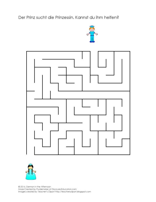 Valentine Mazes | German in the Afternoon Activities