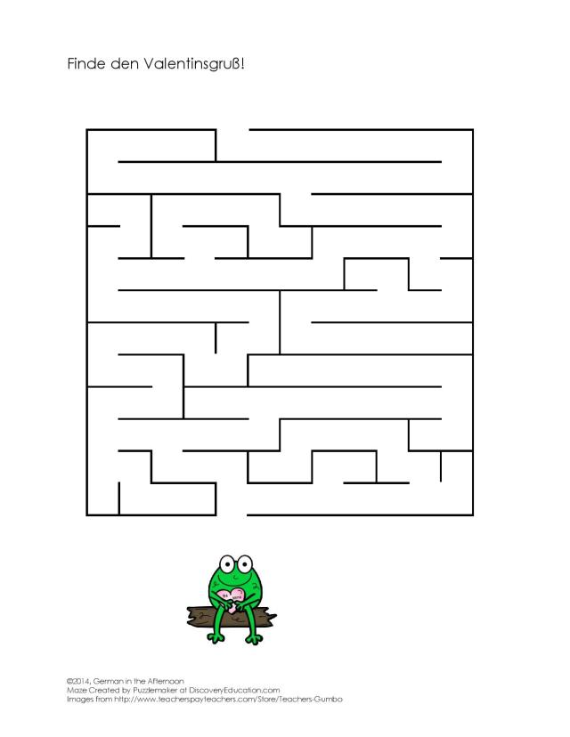 Valentine Mazes | German in the Afternoon Activities