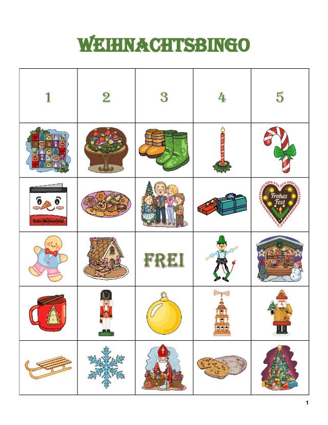 Weihnachts-Bingo | German in the Afternoon Activities