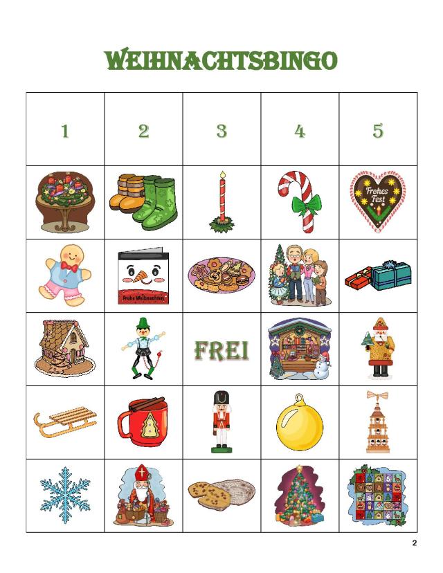 Weihnachts-Bingo | German in the Afternoon Activities