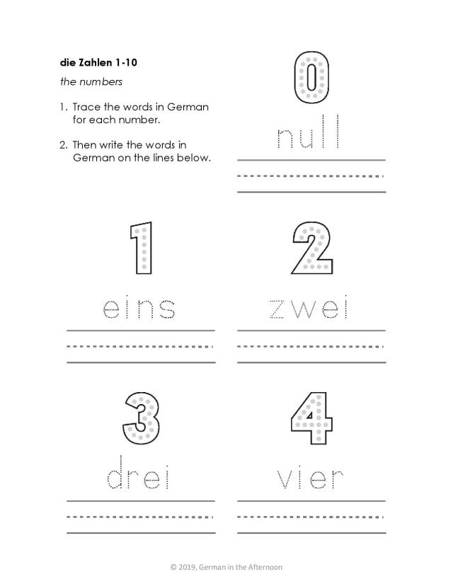 Zahlen / Numbers | German in the Afternoon Activities
